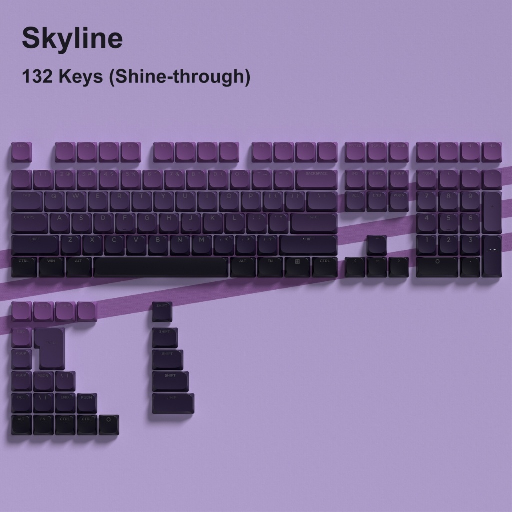 132 คีย์ Skyline R2 Low Profile PBT Double-Shot Keycaps, Gradient ...