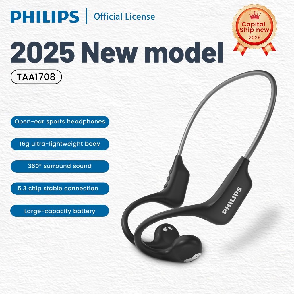 2025 ใหม่ PHILIPS TAA1708 หูฟังไร้สายบลูทู ธ 5.4 + HD โทรลดเสียงรบกวน ...