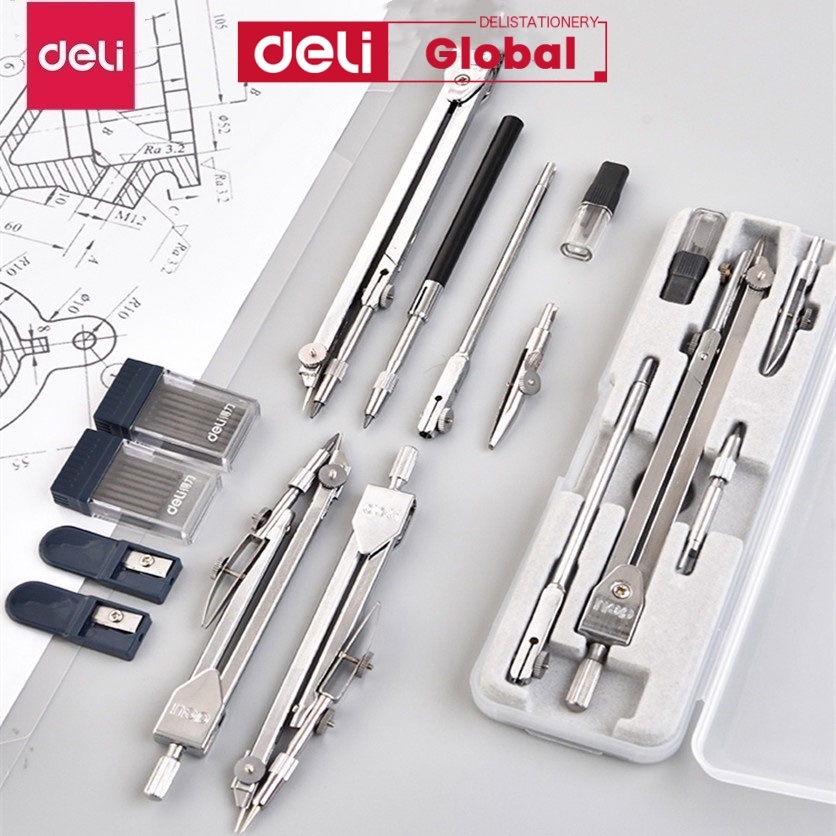 Deli Metal Drawing Compass Set Professional Drafting and Exam Drawing ...