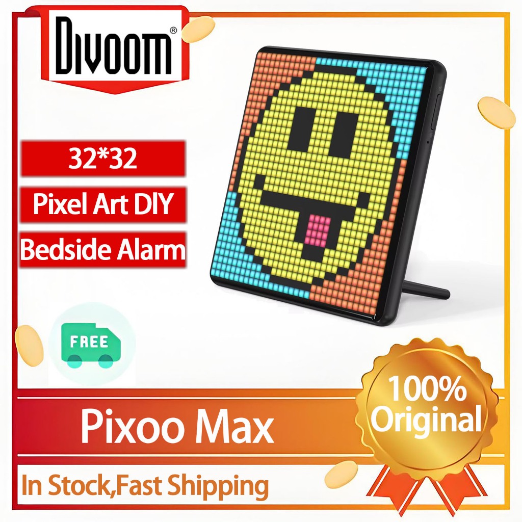 Divoom Pixoo Max กรอบรูปดิจิตอลพร้อมบอร์ดแสดงผล LED ที่ตั้งโปรแกรมได้พิกเซลอาร์ต 32*32 อุปกรณ์ตก ...