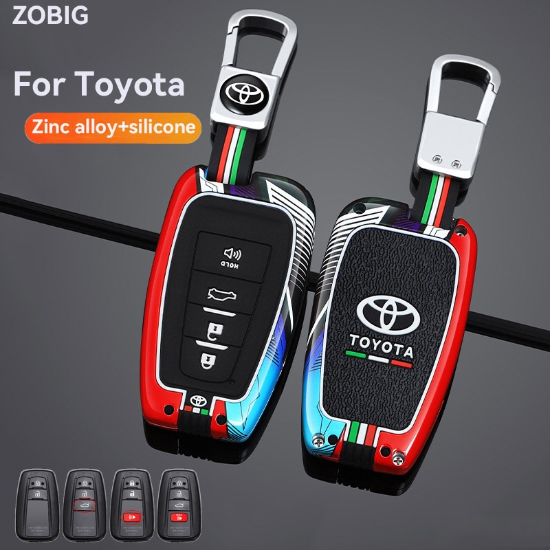Zobig Track สังกะสีกุญแจรถพวงกุญแจสําหรับ Toyota CHR Camry Avalon Prius ...
