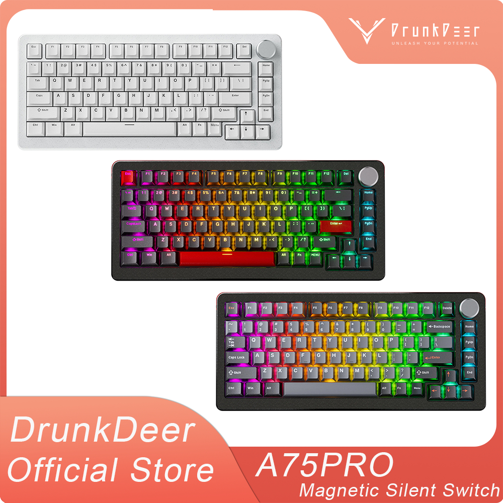 DrunkDeer A75 Pro คีย์บอร์ดเกมมิ่งแบบมีสาย 75% TKL คีย์บอร์ดเครื่องกล 82 ปุ่ม Fast Trigger ...