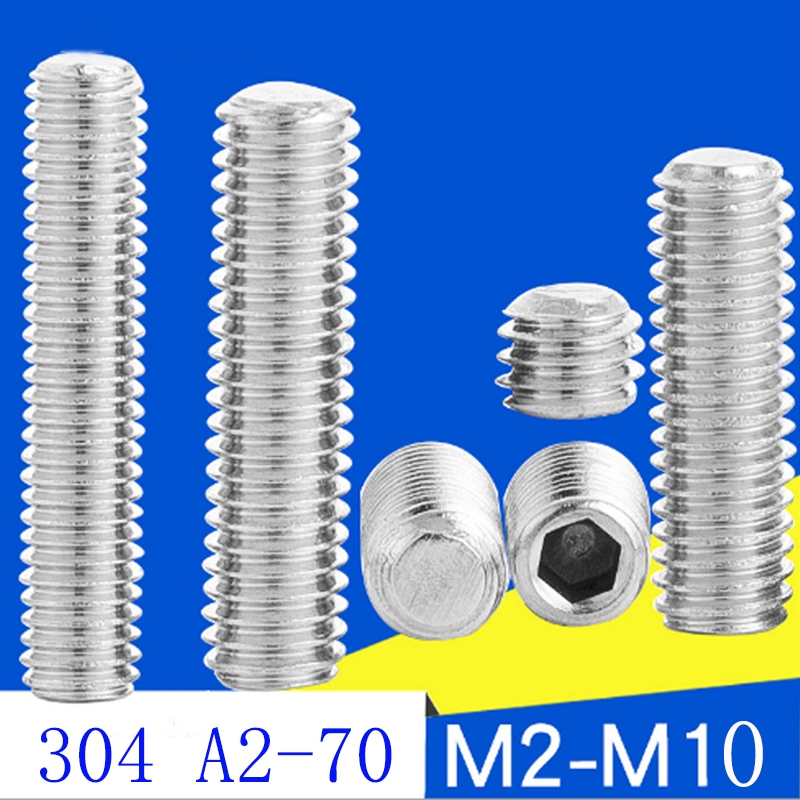 20 ชิ้น/ล็อต DIN913 M2 M2.5 M3 M4 M5 M6 M8 ยาว 2 ~ 20 มม. 304 สแตนเลส A2 ด้ายเมตริก Grub แบน end ...