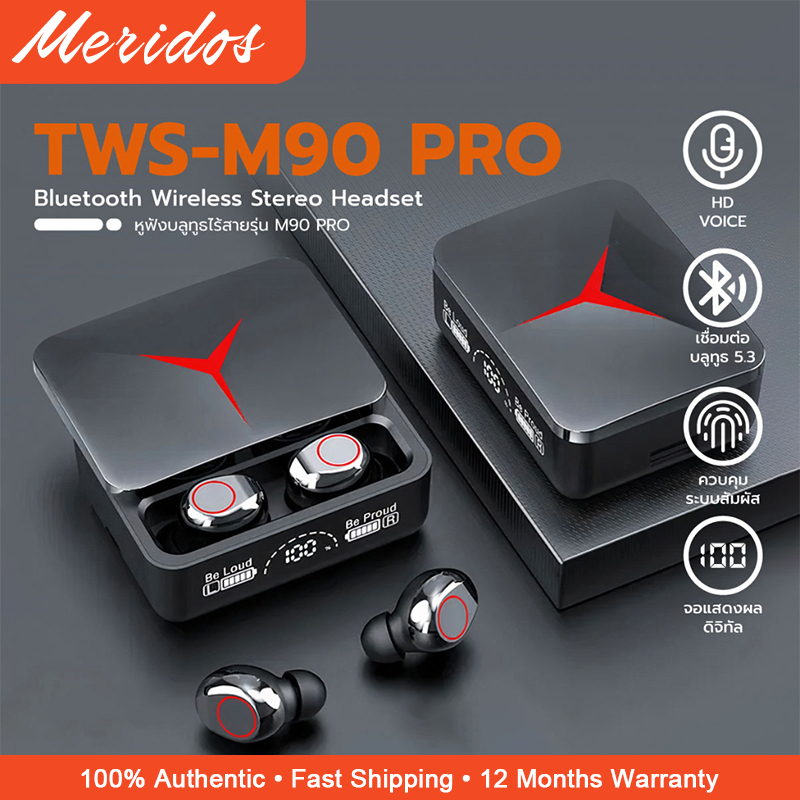 M90 tws หูฟังบลูทูธ 5.0 หูฟังอินเอียร์แบบสัมผัส หูฟังไร้สายกันน้ําพร้อม ...