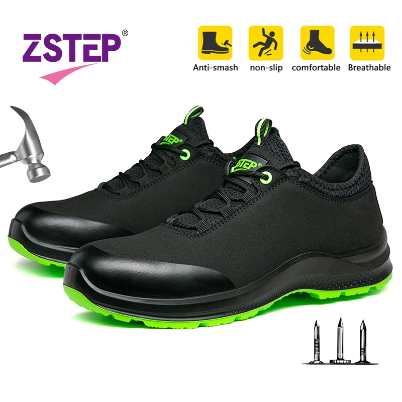 ZSTEP รองเท้าเซฟตี้รองเท้าหัวเหล็กตาข่ายระบายอากาศผู้ชายสีดําขนาด 39-46 ...
