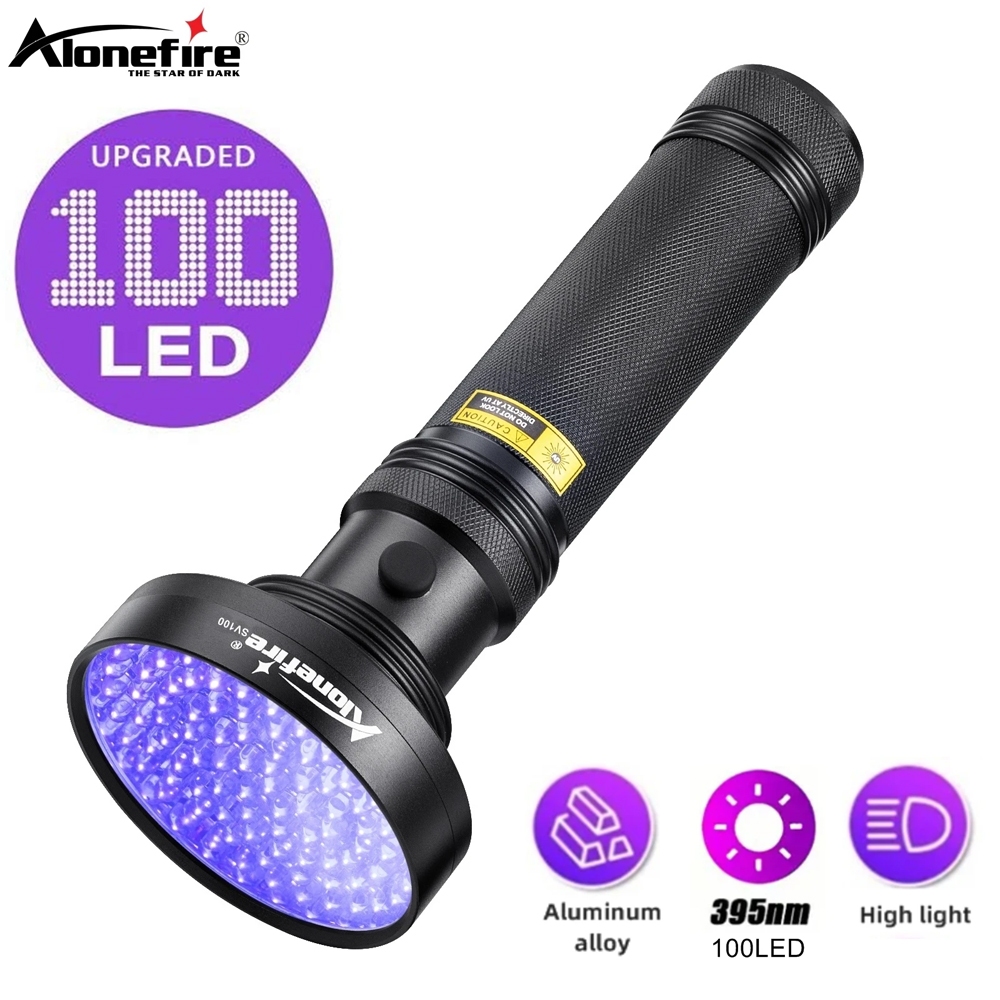 Alonefire 100LED 395-405 ไฟฉาย UV ที่มีประสิทธิภาพอัลตราไวโอเลต Curing ...