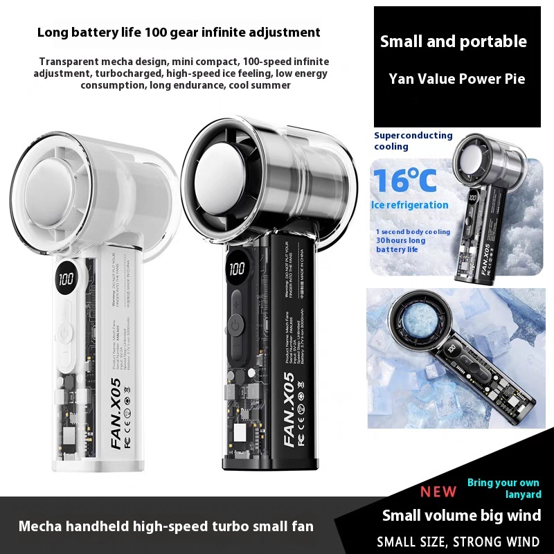 Breezen 16°C พัดลมพกพา Turbo Cooling | แบตเตอรี่ 130 นาที ปรับความเร็ว ...
