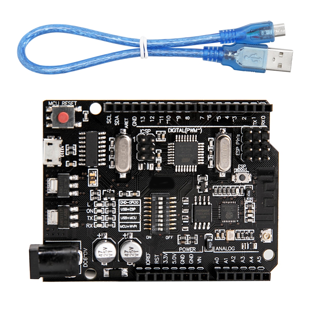 Uno + WiFi R3 ATmega328P + ESP8266 32Mb หน่วยความจํา USB-TTL CH340G ... Uno + WiFi R3 ATmega328P + ESP8266 32Mb หน่วยความจํา USB-TTL CH340G ...