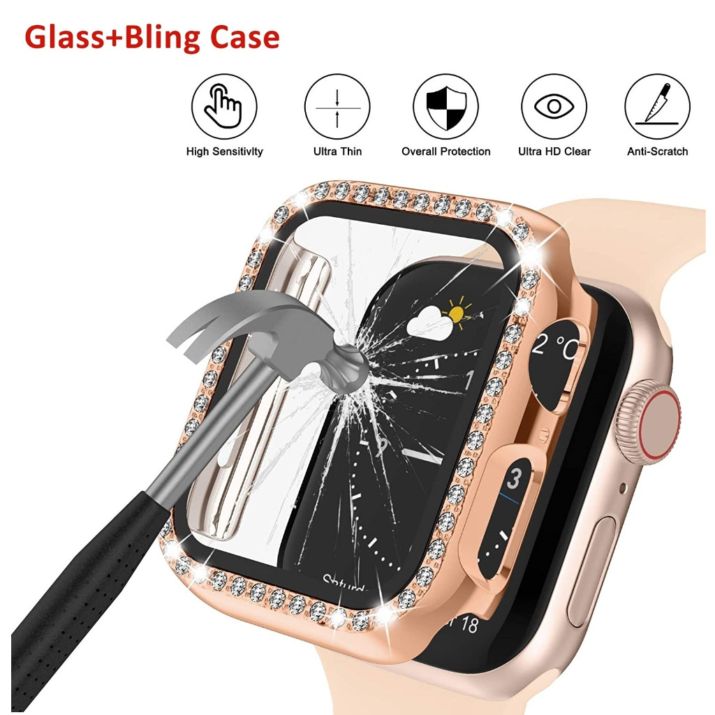 เคส applewatch Case ระยิบระยับ รูปสี่เหลี่ยมขนมเปียกปูน Hard PC ...
