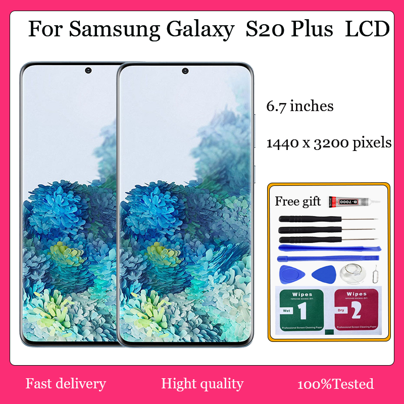 Original AMOLED Samsung Galaxy S20 + S20 Plus 4G 5G จอแสดงผล LCD หน้าจอสัมผัสพร้อมการเปลี่ยนกรอบ ...