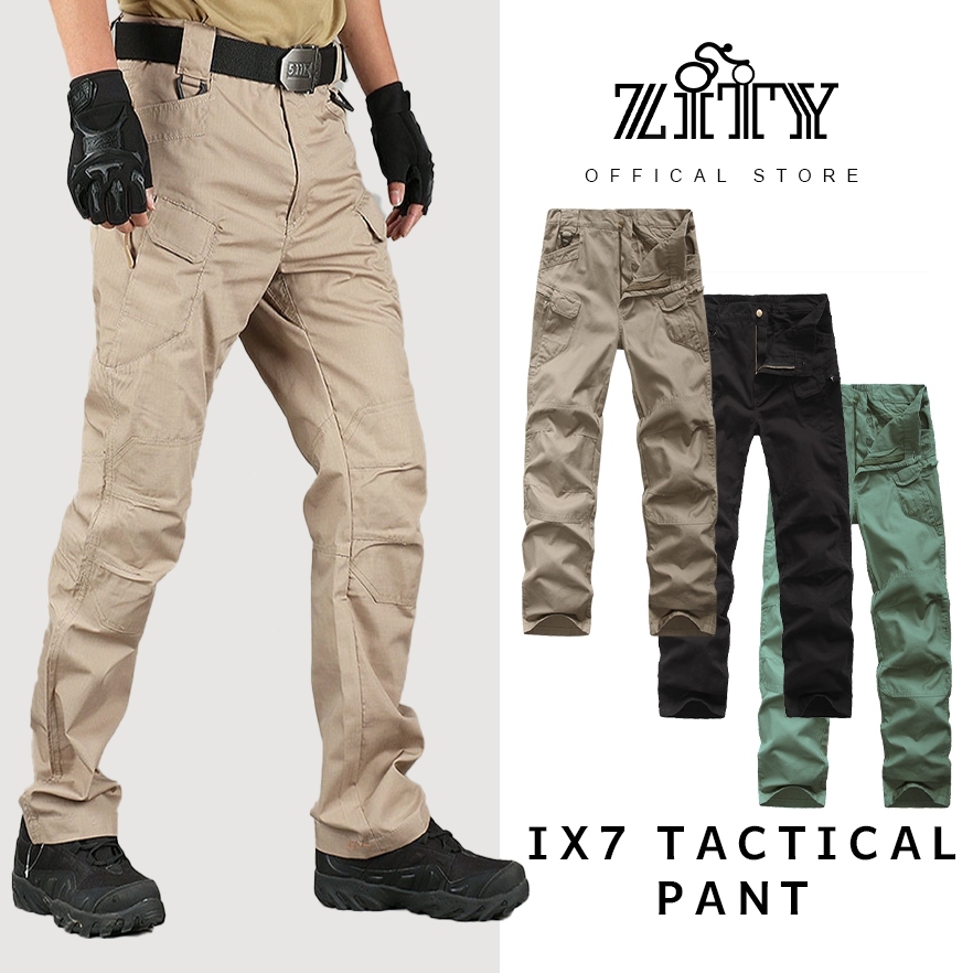 ZITY IX9/IX7 กางเกงคาร์โก้ผู้ชาย กางเกงยุทธวิธีหลายกระเป๋า ผ้าทนต่อการขัดถูกันน้ำป้องกันคราบ ...