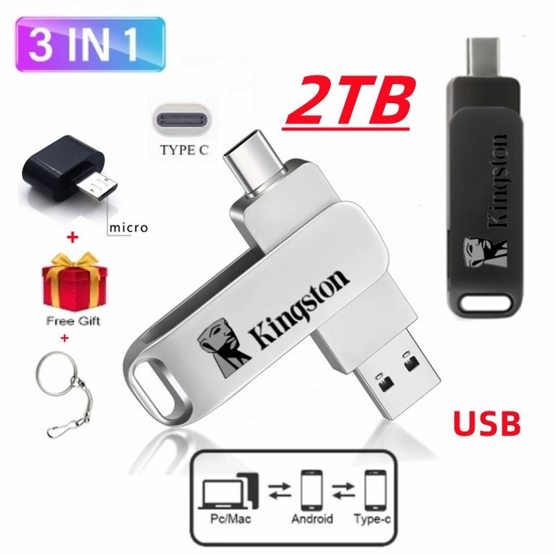 2tb 3 in 1 OTG flashdrive USB Type c U ไดรฟ์ Pendrive ไดรฟ์ปากกาความ ...