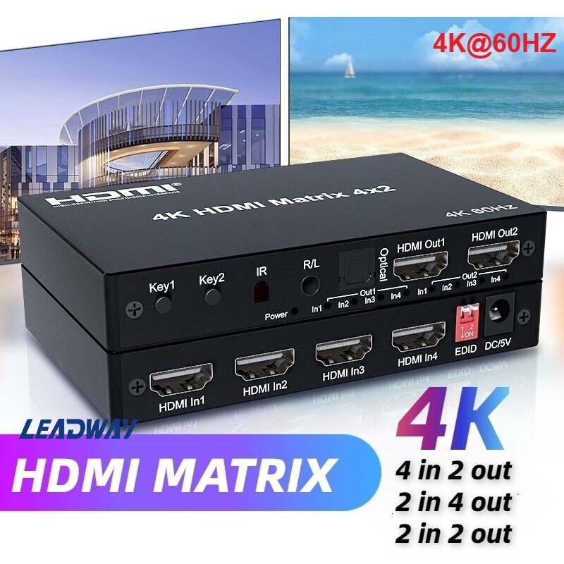 4k 60Hz HDMI Matrix 2x2 /4x2 /2x4 Matrix HDMI Switcher 4 in 2 Out พร้อม Optical 3.5 มม.เสียง 4K ...