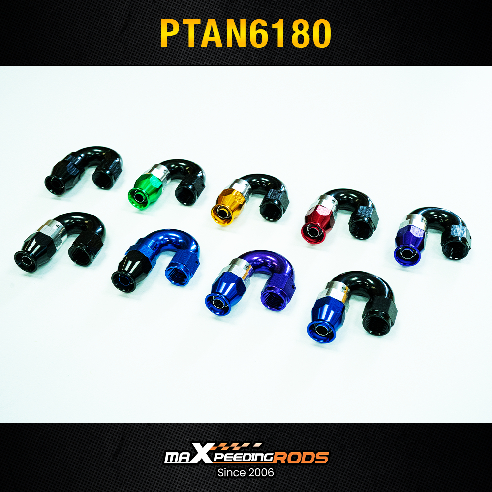 หัวฟิตติ้งงานเกรด PTFE ราคาถูก อย่างดี สีสวย หลากหลายสี คุณภาพสูง สายของเหลว ขนาด AN6 180องศา ...