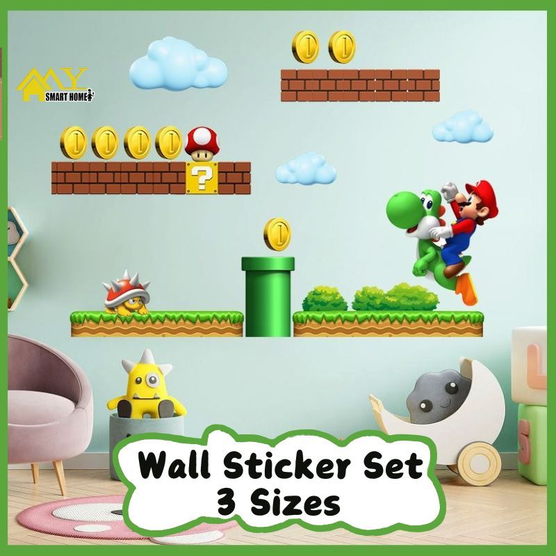 Super Mario Self-adhesive Water Proof สติ๊กเกอร์ติดผนัง 3 ขนาด ...