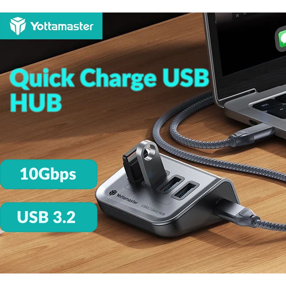 Yottamaster ฮับขยาย USB C OTG 10Gbps PD60W USB3.2 Gen2 Type C หลายพอร์ต ...
