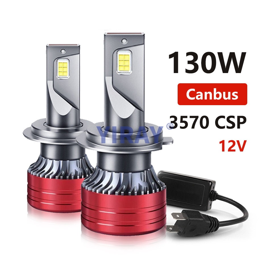 2pcs 130W LED H4 H7 H11 คุณภาพสูง 3570 CSP ไฟหน้ารถหลอดไฟ H1 H3 9005 9006 9012 HB2 HB3 HB4 ไฟ ...