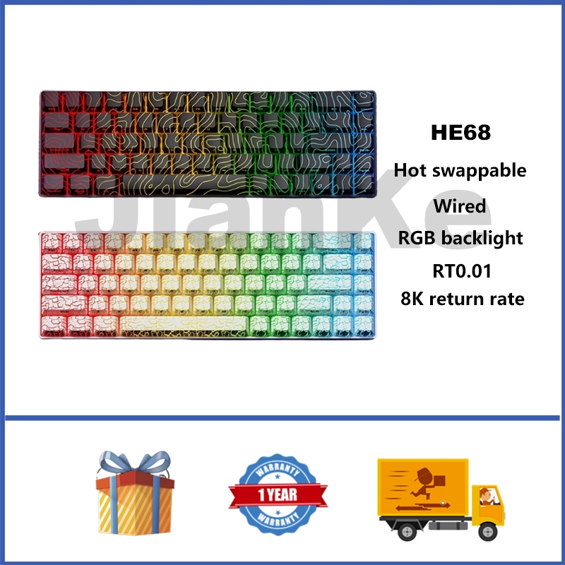 Xvx HE68 Semi Aluminium Wired Magnetic Keyboard 65% Hot Swappable RGB ...