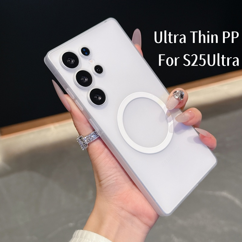 เข้ากันได้กับเคส Galaxy S25 Ultra S24U INS Slim Frosted PP Anti-Fingerprints ฝาครอบปลอกแม่เหล็ก ...