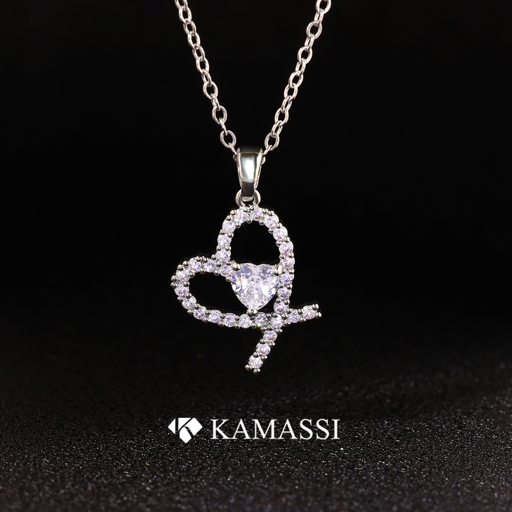 KAMASSI สร้อยคอหัวใจสแตนเลส ไม่แพ้ง่าย ไม่ลอกดำ[ของขวัญฟรี]กล่องอัญมณี ...