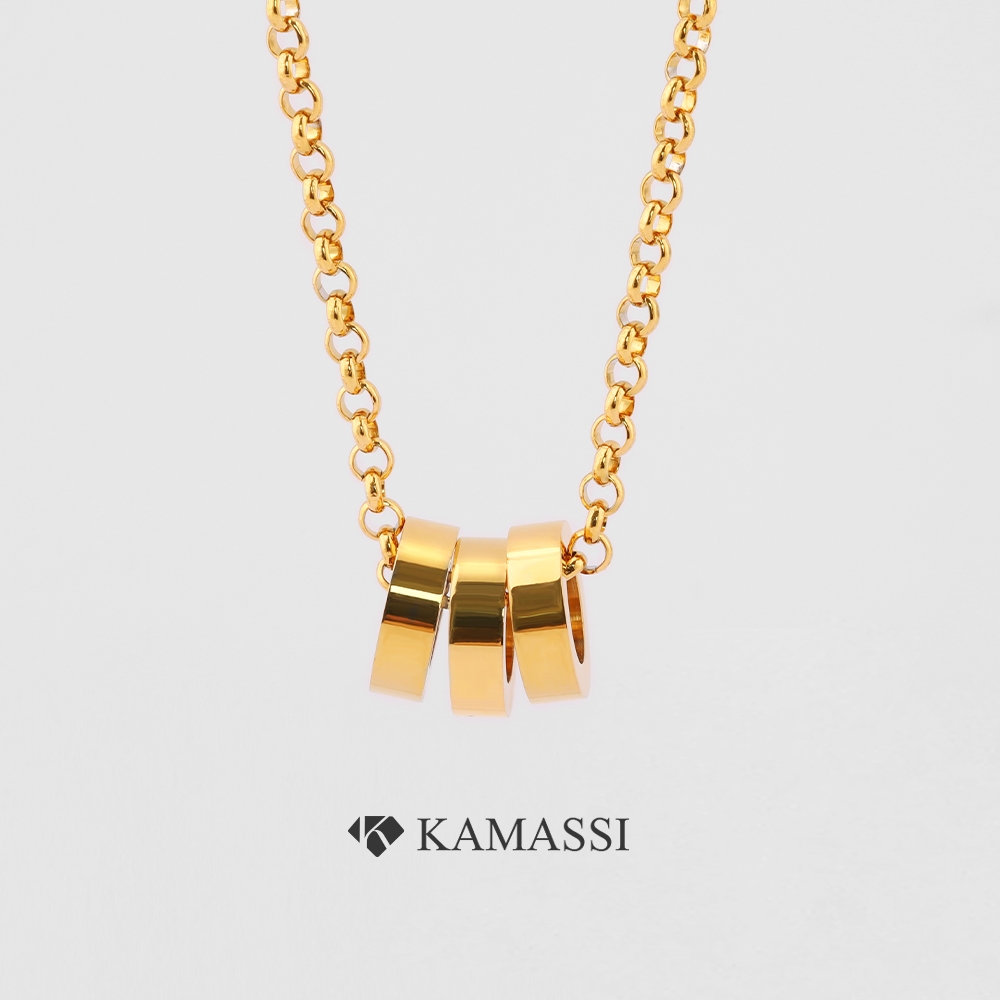 KAMASSI สร้อยคอผู้หญิง สเตนเสสจี้วงกลมเล็ก ไม่แพ้ง่าย ไม่ลอกดำ กันน้ำ ...