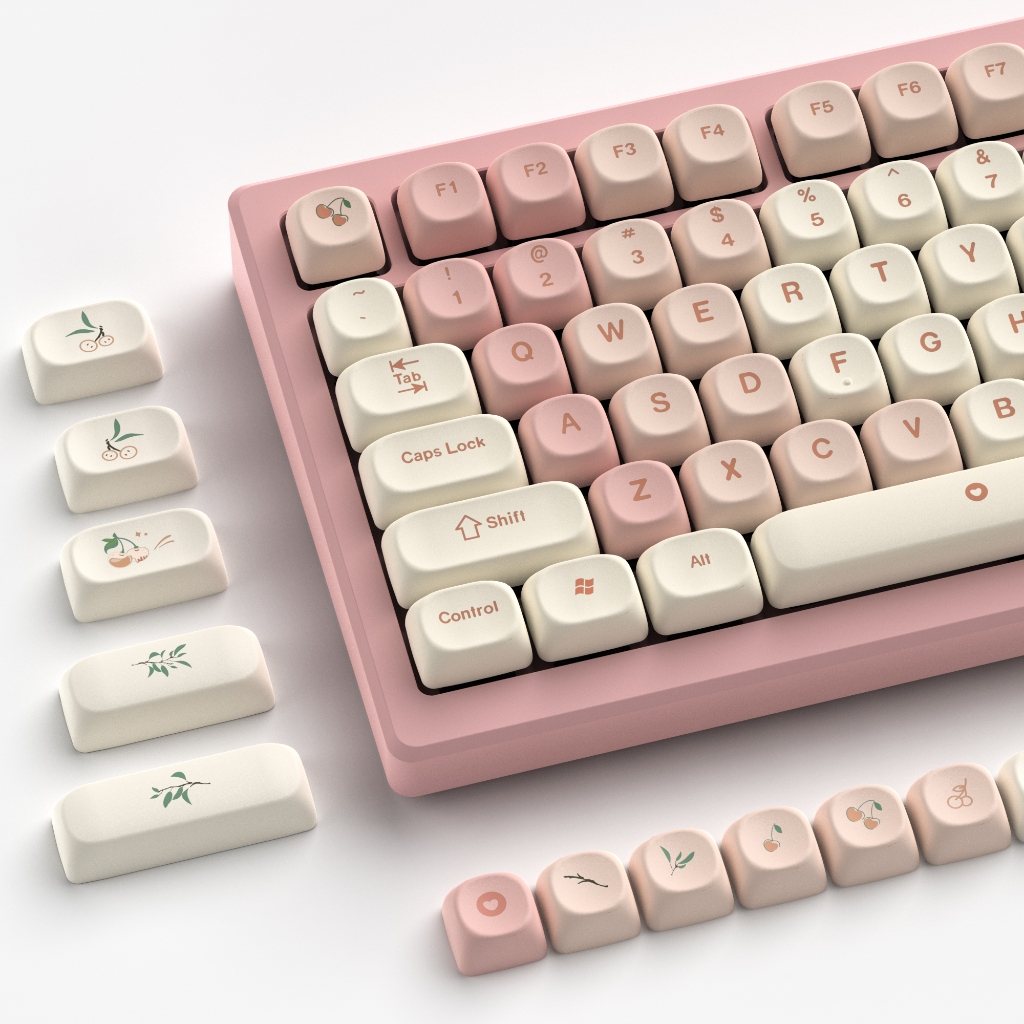 Womier เชอร์รี่สีชมพู MOA Keycaps Dye Sublimation 143 Key Custom Key ...