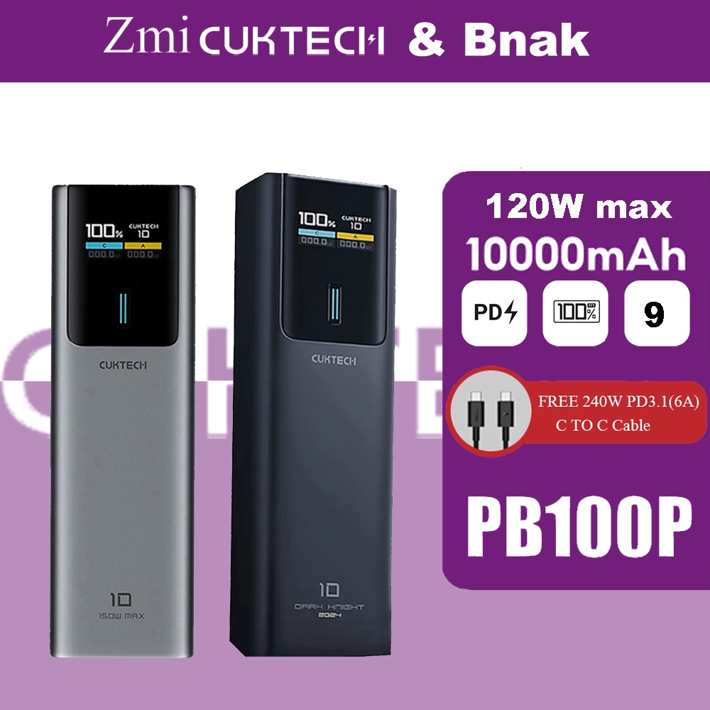 Zmi CUKTECH PB100P power pack 10000mAh 150W เอาต์พุต 2 พอร์ตเครื่องชาร์จแบบพกพา | Shopee Thailand