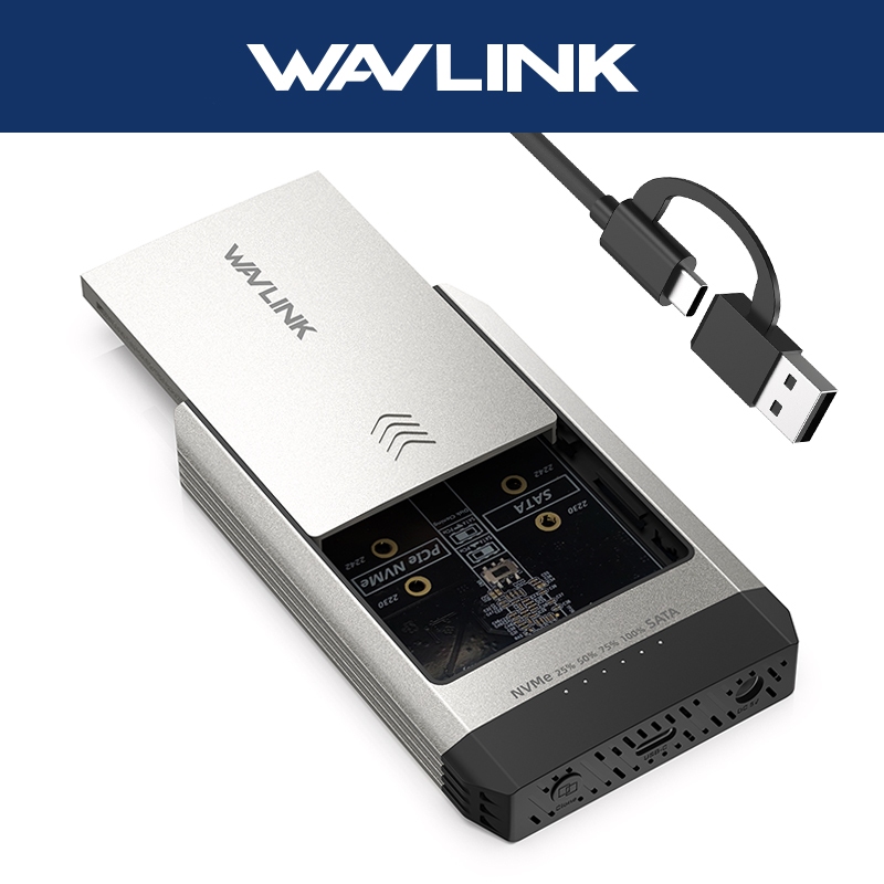 Wavlink Offline Clone Dual-Bay Hard Drives Enclosure M.2/NVMe SSD ...