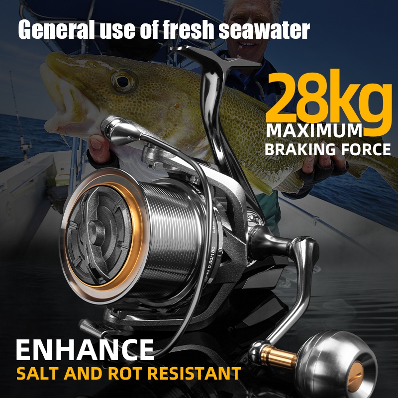 Bearking NAG Full Metal Spinning Reel 8000-14000 28KG ลากสูงสุด 6 + 1 ...