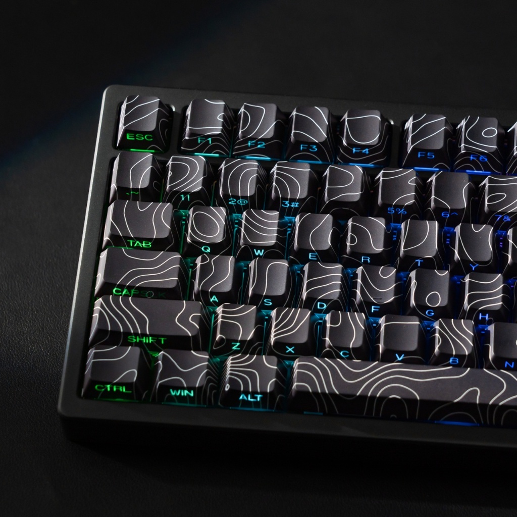 Womier Shine ผ่าน Topographic keycaps PBT Black Dye Sub & Double Shot ...