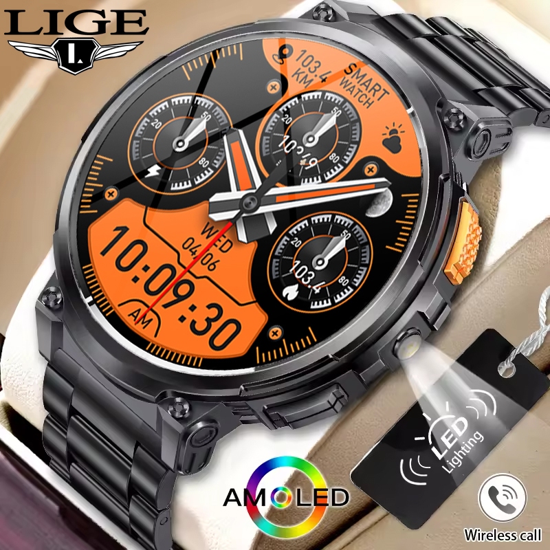 Lige K66 สมาร์ทวอท์ชผู้ชาย 1.85 นิ้ว 730mAh แบตเตอรี่ไฟฉาย LED กีฬากลางแจ้งสมาร์ทวอทช์ | Shopee ...