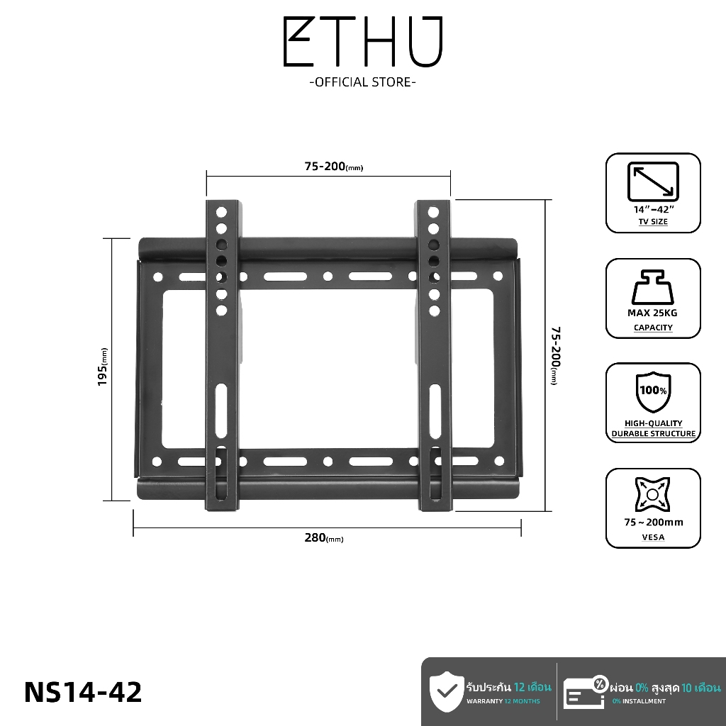 [COD & Ready stock] ETHU ขาแขวนทีวีติดผนังพร้อมกรอบจอแบน - โครงเตี้ยแบบ ...