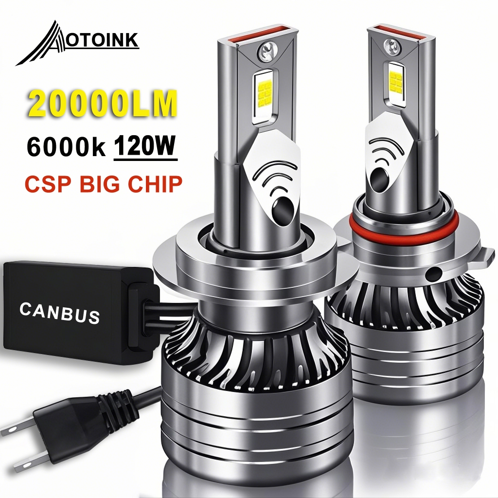 AOTOINK 1 คู่ 20000LM CSP รถ LED ไฟหน้าหลอดไฟ H4 H7 H11 H27 9005 HB3 9006 HB4 H3 H1 LED ไฟหน้ารถ ...