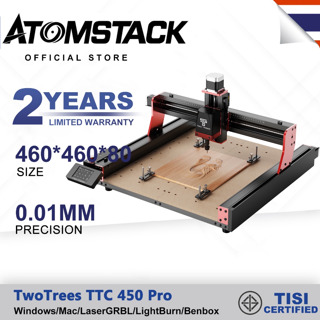 TwoTrees TTC450 Pro โรตารี CNC งานไม้เราเตอร์ เครื่องแกะสลักเลเซอร์ MDF พีวีซีอีพ็อกซี่โลหะ ...