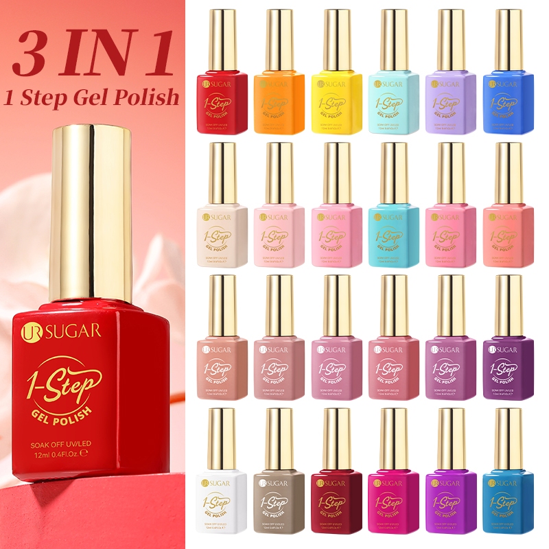 Ur SUGAR 12ml 3 in 1 One Step เล็บเจลสีชมพู Nude Soak off UV LED เล็บเจลเคลือบเงาไม่จําเป็นต้อง ...