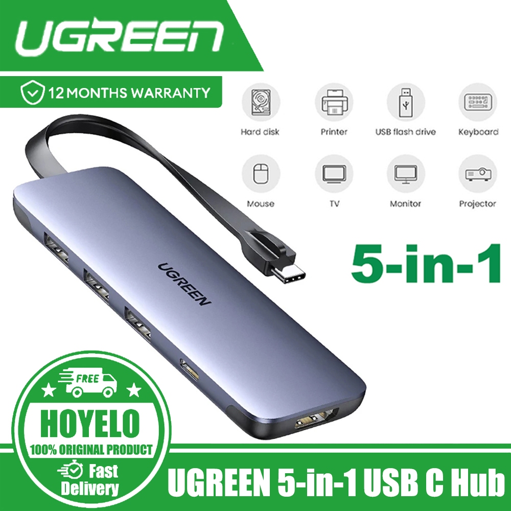 Ugreen ฮับ USB C 5-in-1, 4K HDMI, 3xUSB 3.0, ThunderBolt3, TB3, การออกแบบอลูมิเนียม | Shopee ...