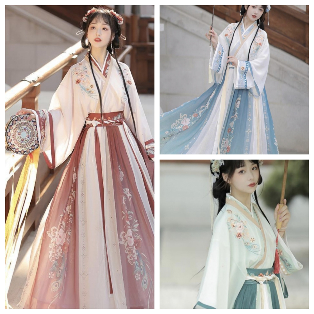 Hanfu [Huajian Ling] Chinese Cross Collar Style Cross Collar ความยาวเอว ...