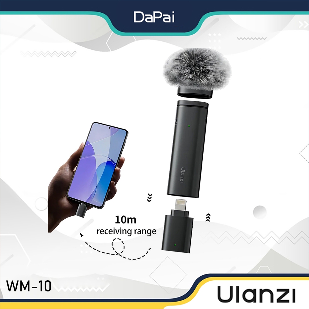 Ulanzi WM-10 Wireles Lavalier ไมโครโฟน 1 ถึง 1 ไมค์ USB C สําหรับ Android iPhone พร้อมฟองน้ํากัน ...