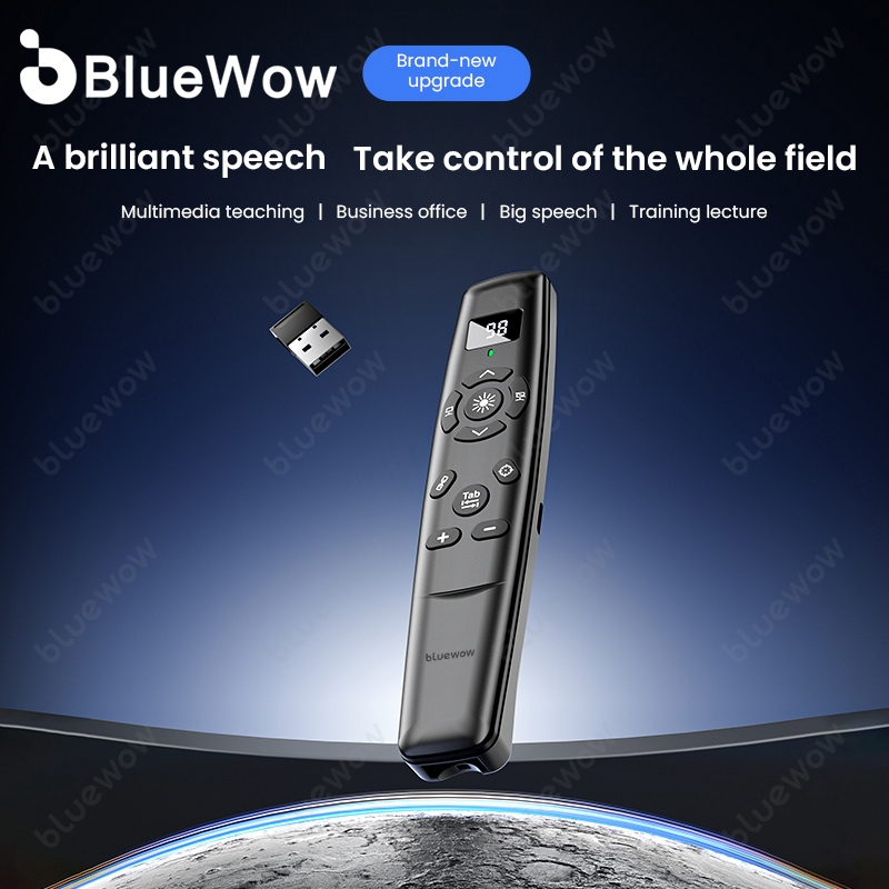 Bluewow FR2.4GHZ ปากกาพลิกไร้สาย PPT สไลด์ USB ชาร์จ Clicker สําหรับ Powerpoint Presentation ...