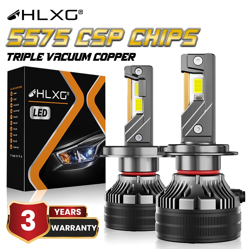 Hlxg 2PCS ไฟหน้ารถ Canbus H7 H4 H11 หลอดไฟ LED Canbus H1 H8 H9 9005 HB3 9006 HB4 9012 HIR2 Turbo ...