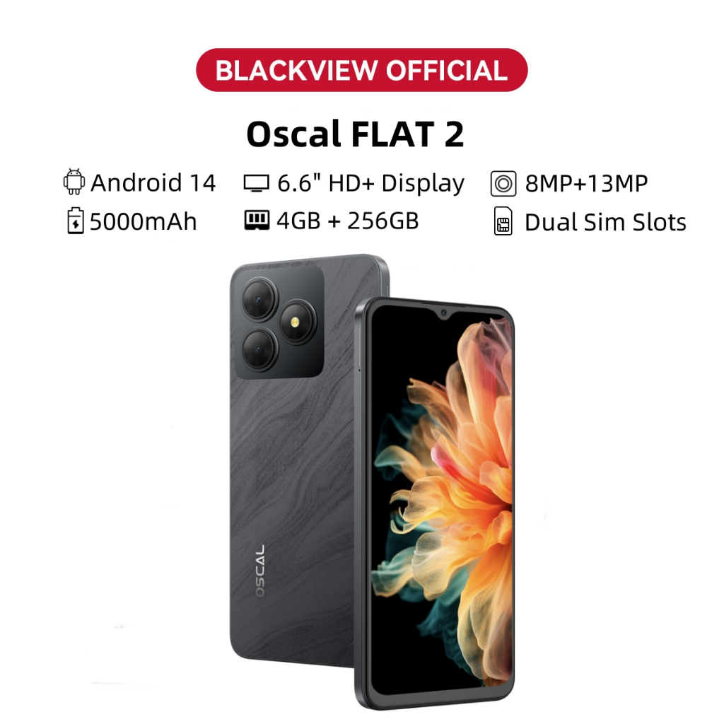 Blackview Oscal FLAT 2 4GB+256GB สมาร์ทโฟน 6.56 จอแสดงผล IPS 5000mAh ...