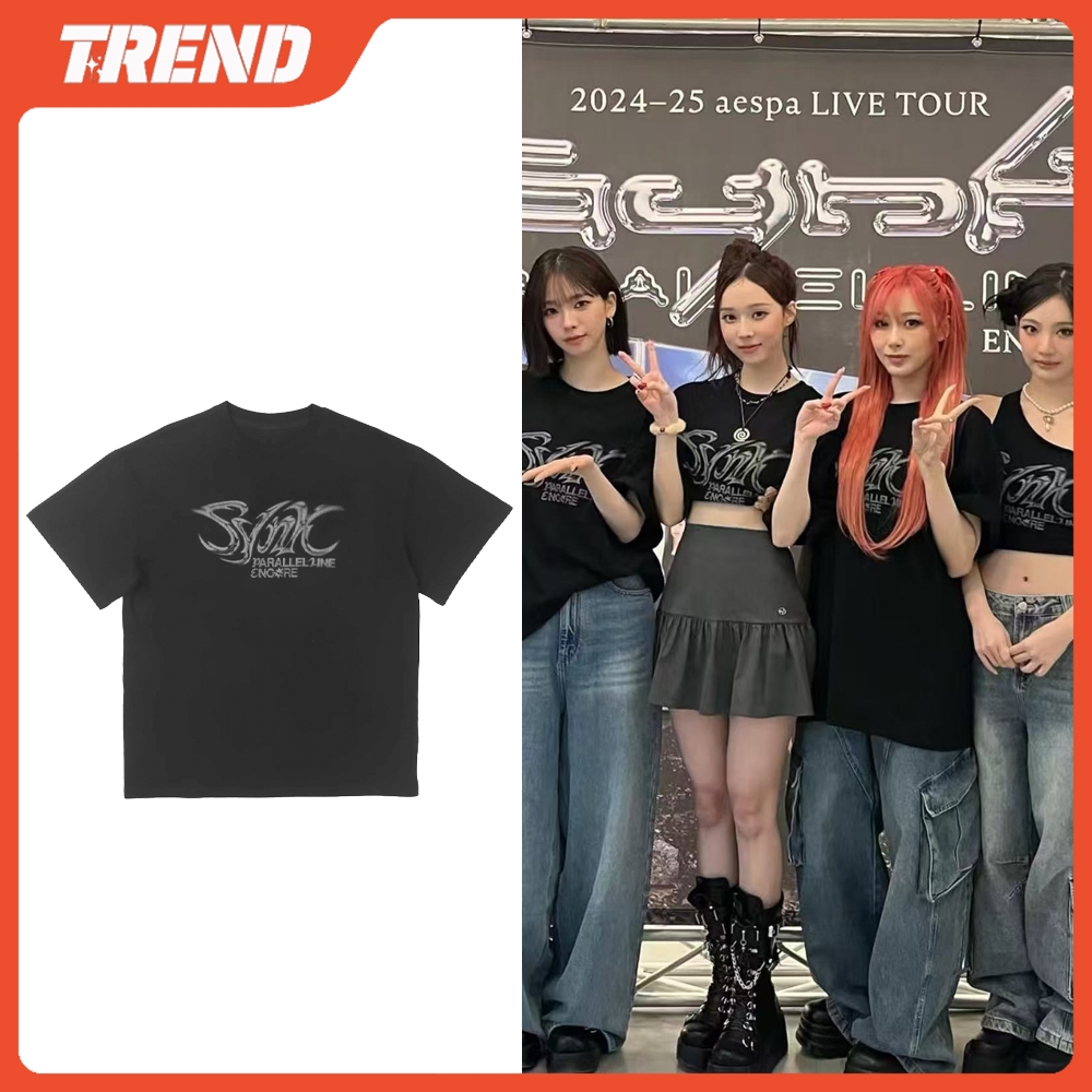 เสื้อยืด 2025 AESPA LIVE TOUR SYNK: PARTELL LINE - ENCORE Merch Cotton ...