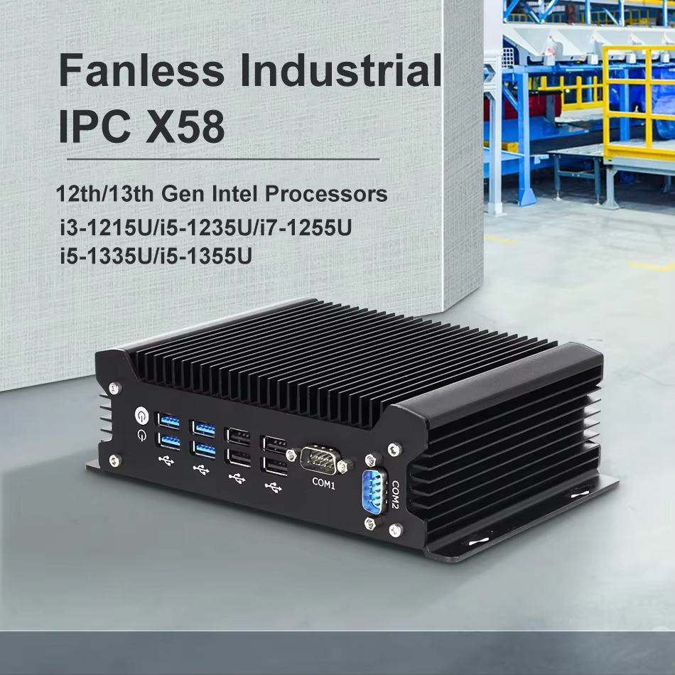 Fanless อุตสาหกรรม Mini PC 12th Intel Core i3-1215u i5-1235U i7 1355U 1255U DDR5 M.2 SSD 2x COM ...