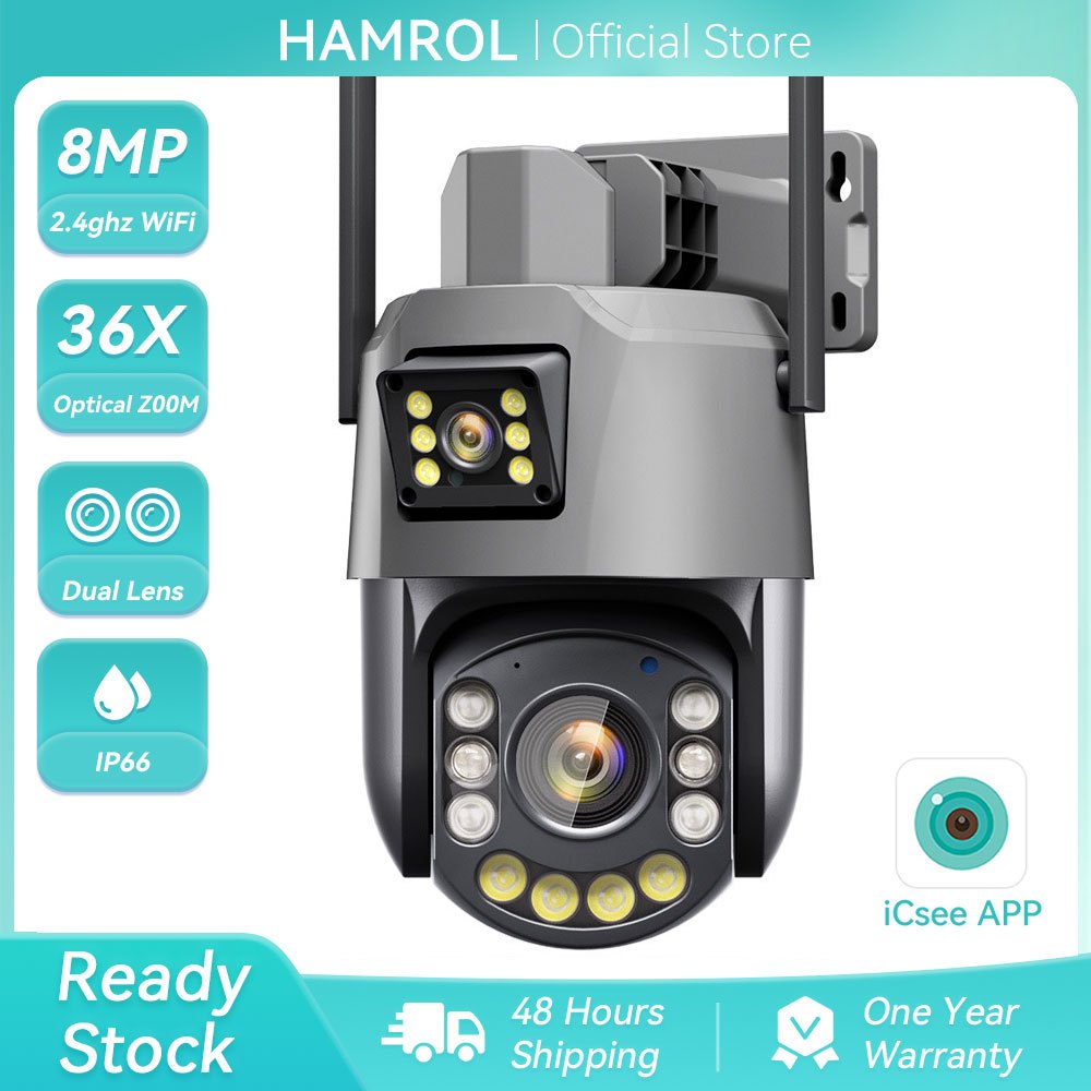 Hamrol 8MP 36X Dual Lens Optical Zoom PTZ WiFi กล้อง IP กลางแจ้ง 100M ...