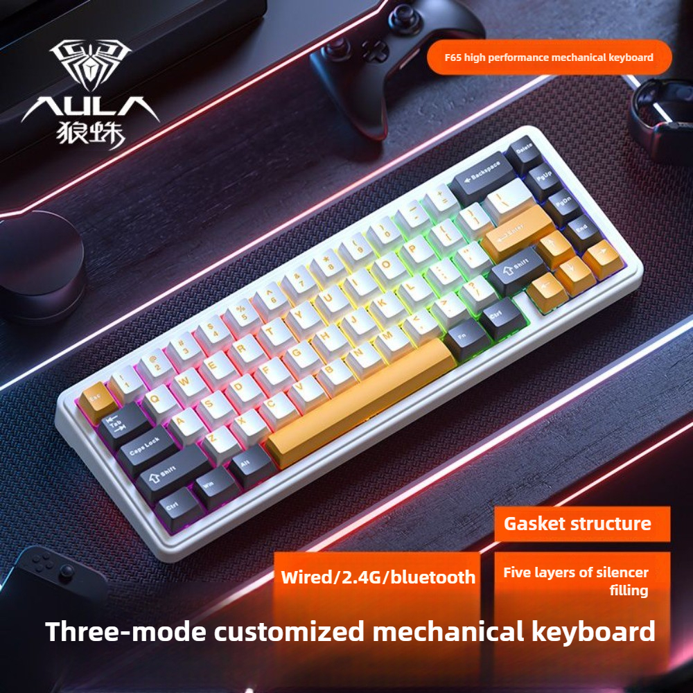 AULA F65 Customized Mechanical Keyboard Three-mode Wireless Bluetooth ...