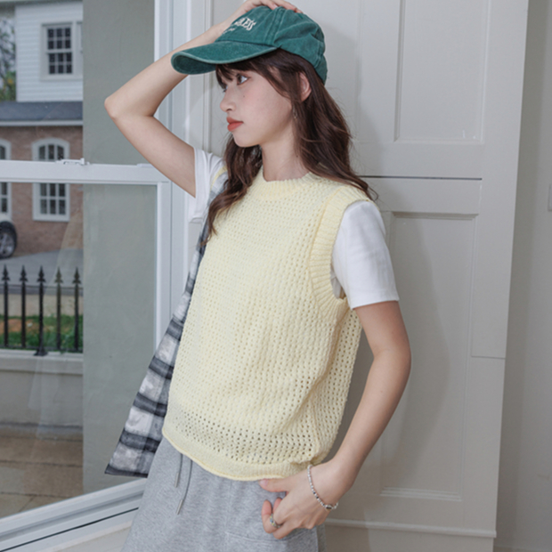 [MoMoShop] #152 พิเศษของฤดูกาลใหม่สีเหลืองอ่อนถักอ่อนโยนสั้นเนื้อสง่า ...
