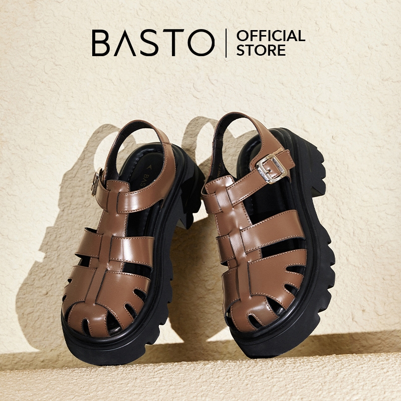 BASTO Women's Platform Cage Sandals Chunky รองเท้าแตะผู้หญิง รองเท้าส้น ...