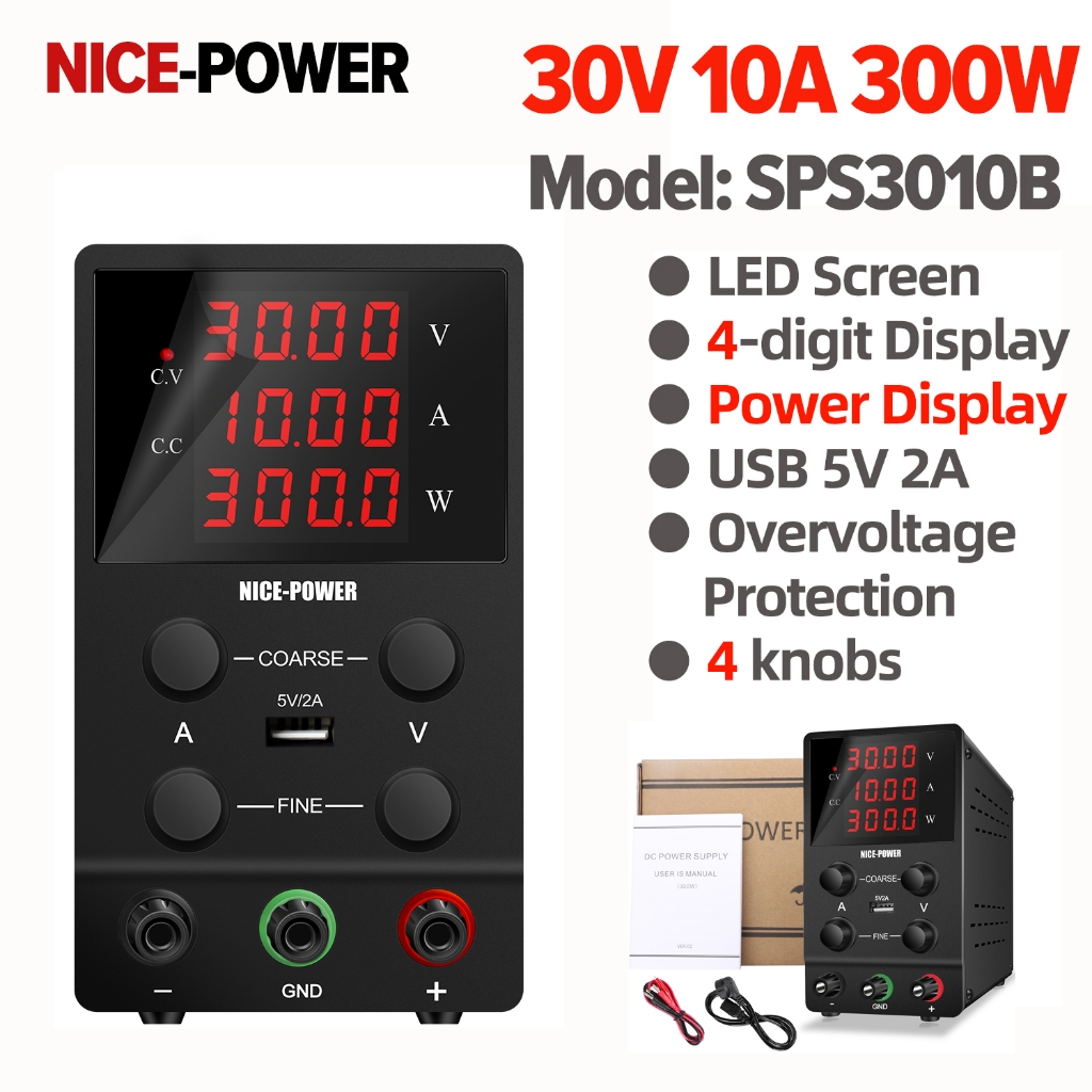 NICE-Power USB DC Regulated Lab แหล่งจ่ายไฟปรับ 30V 10A ห้องปฏิบัติการ ...