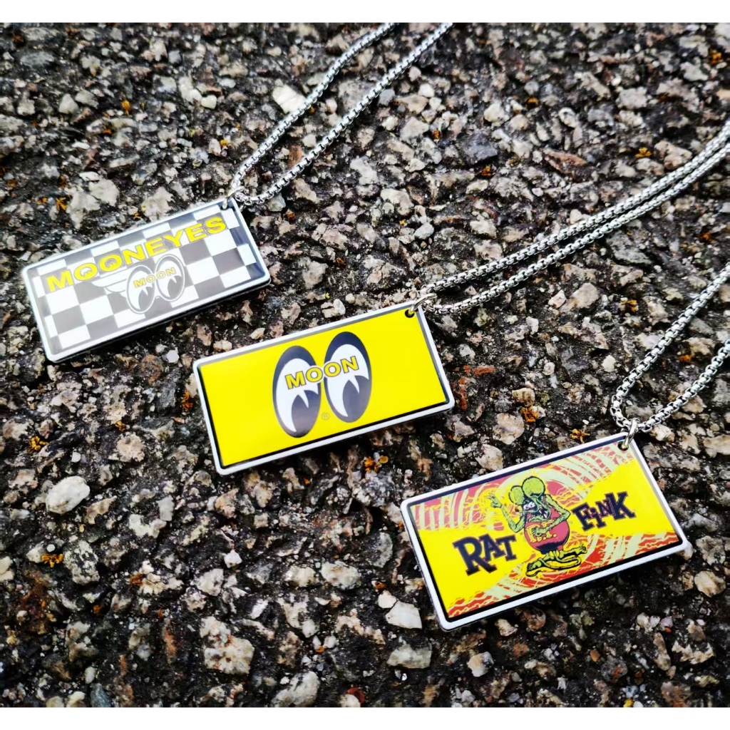 Mooneyes หนู Fink สไตล์รถป้ายญี่ปุ่นสร้อยคอพวงกุญแจ Key แหวนแผ่นพวง ...