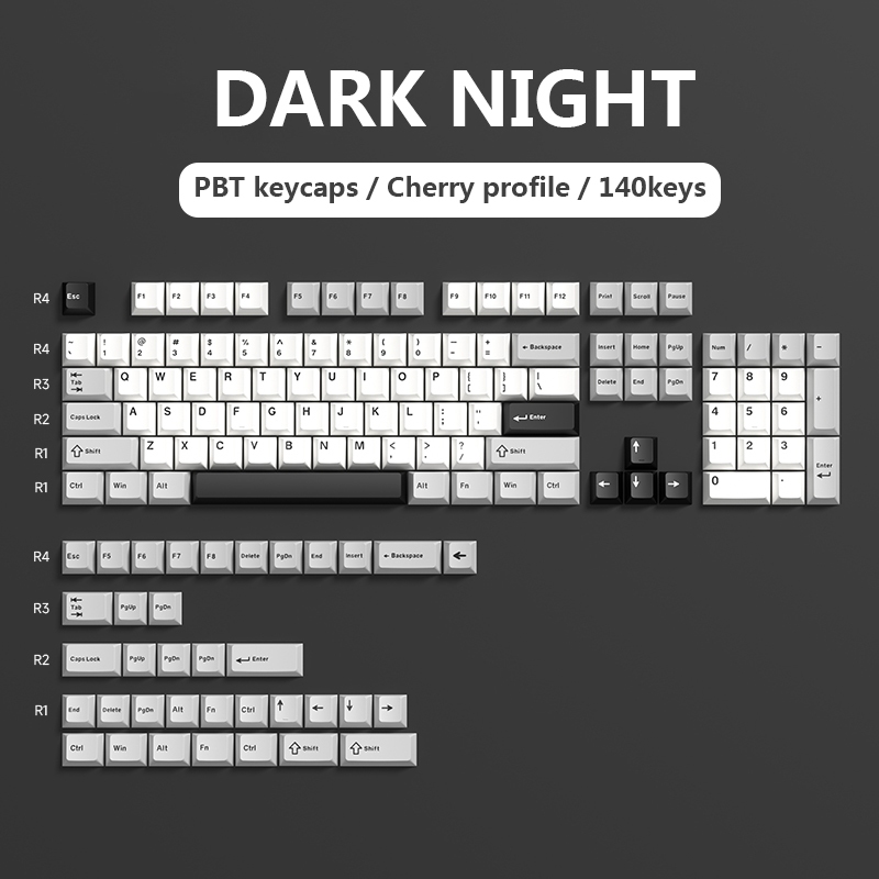 Dark Night Keycap PBT Cherry Profile Keycaps สําหรับคีย์บอร์ดแบบกลไก 60 ...